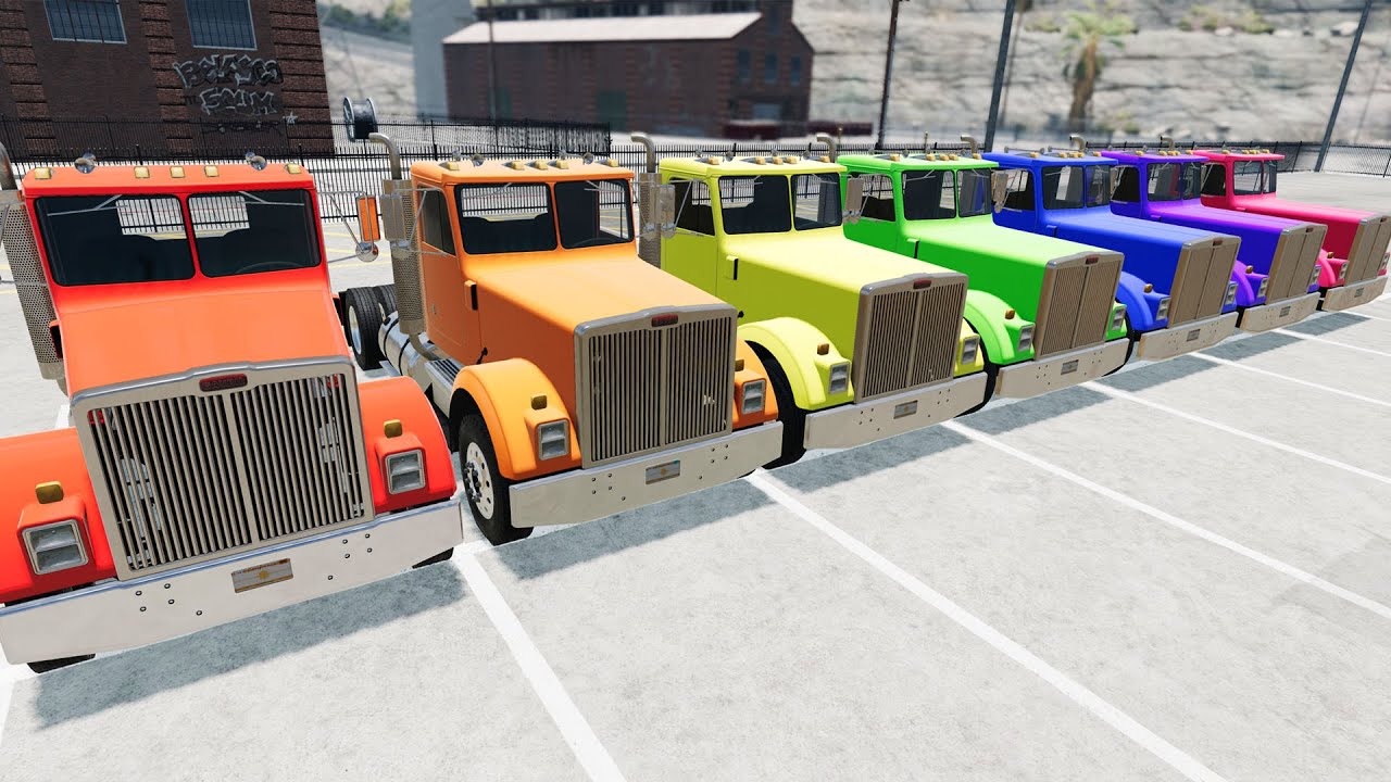 Heavy Trucks Gavril T Series Flatbed Trailer VS speed bump BeamNG Drive ...