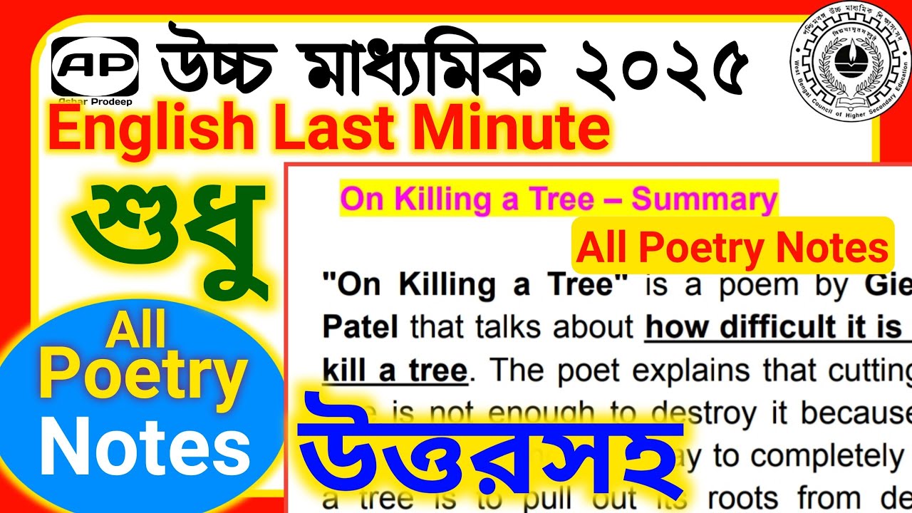 English Poetry Notes | HS English Last Minute Suggestion | Class 12 ...