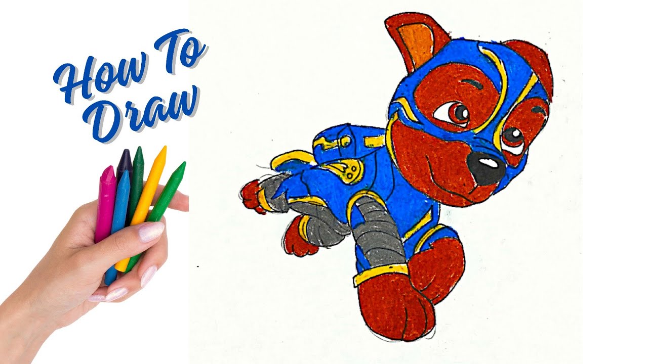 How to draw Chase - Paw Patrol Mighty Movie - YouTube