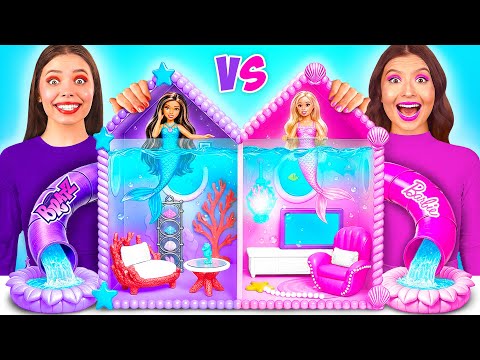 Eine Farbige Haus Challenge Barbie vs Bratz Meerjungfrau | Verrückte Challenge