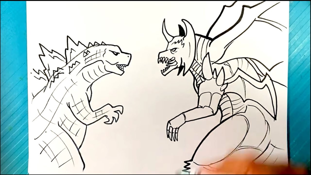 How to Draw GODZILLA vs DESTROYAH - YouTube