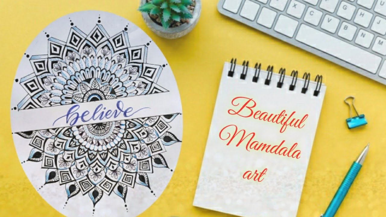 Mandala Art || Mandala Art with Lettering [Step by step guided process ...