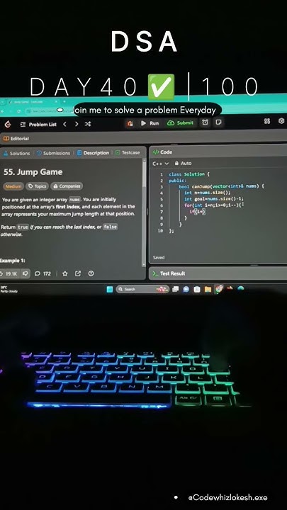 Day 40100 Learning Dsa👨💻que Leetcode55jump Game Dsa Programming Coding Youtube