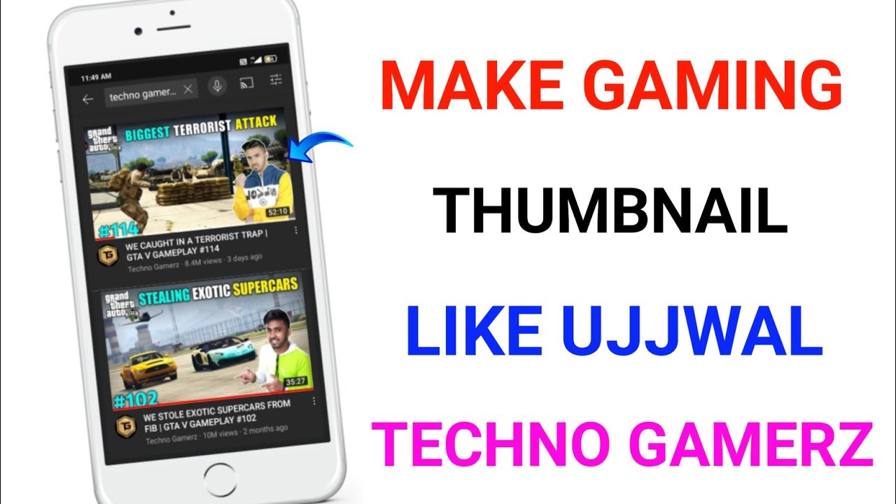 How To Make Thumbnail Like Techno Gamerz In Android - YouTube