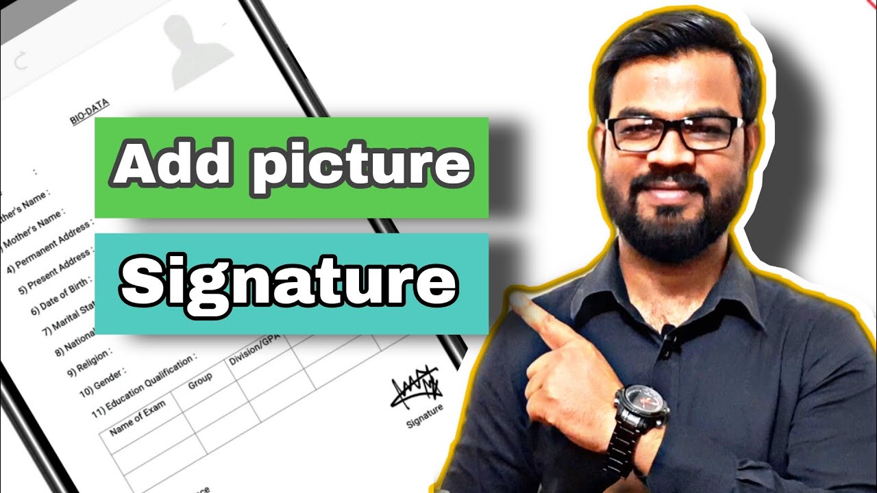 How to add picture and signature in Bio data|| কিভাবে MS Word page ছবি ...
