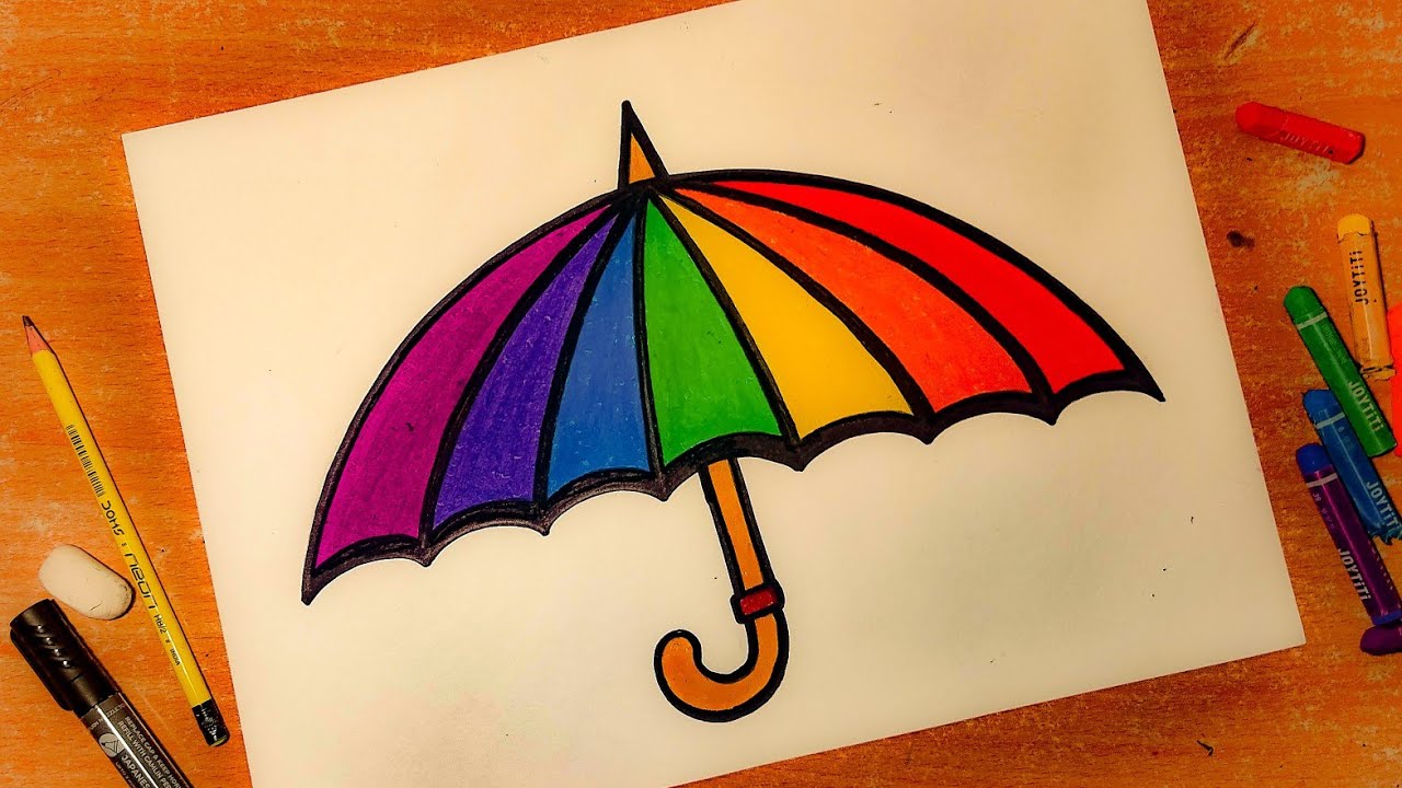 Umbrella Drawing | How to Draw Umbrella | Easy Umbrella Drawing ...