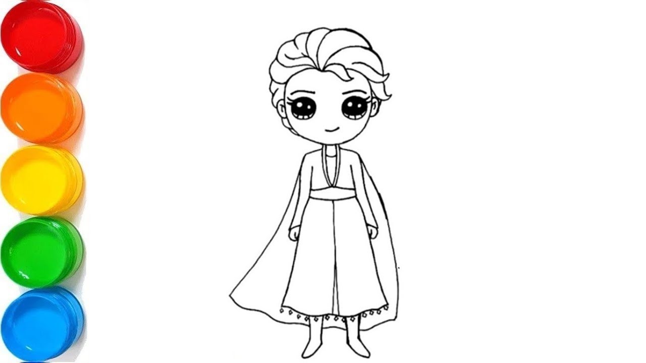 Elsa Frozen Drawing Painting And Coloring For Kids And Toddlers | Let's ...
