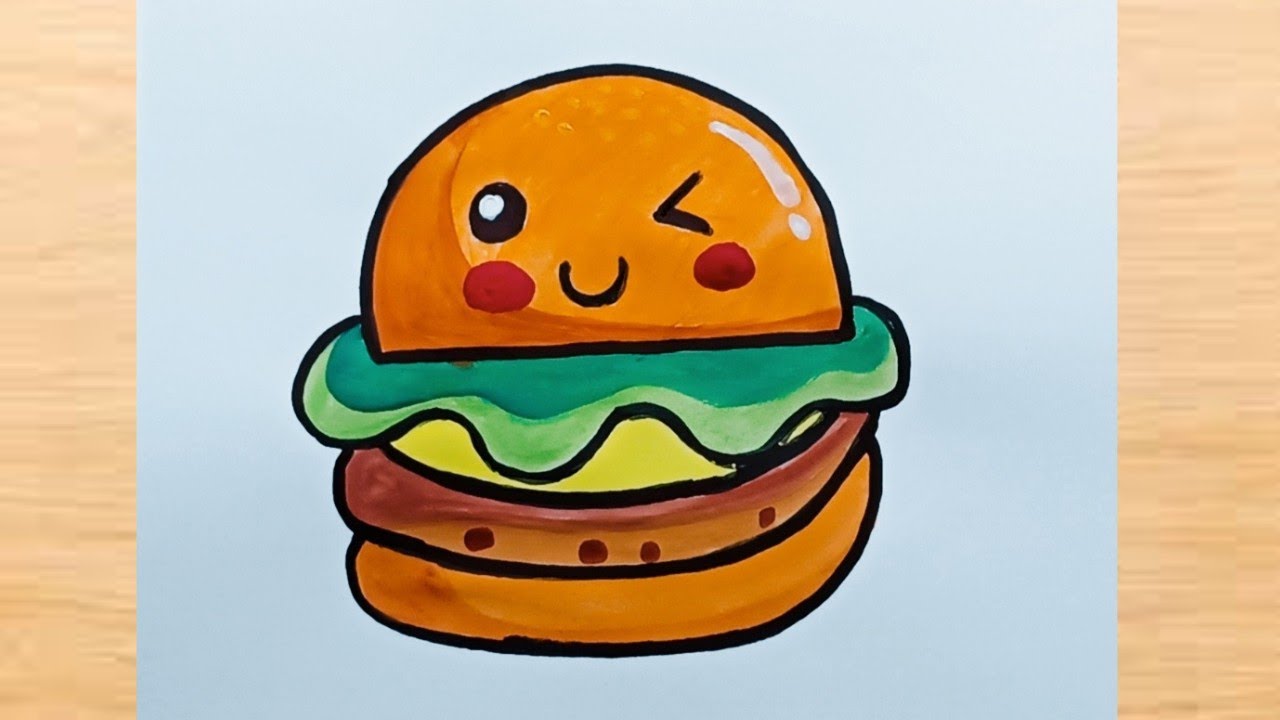 How to draw a Burger।। Burger Drawing।। Easy drawing।। step by step ...