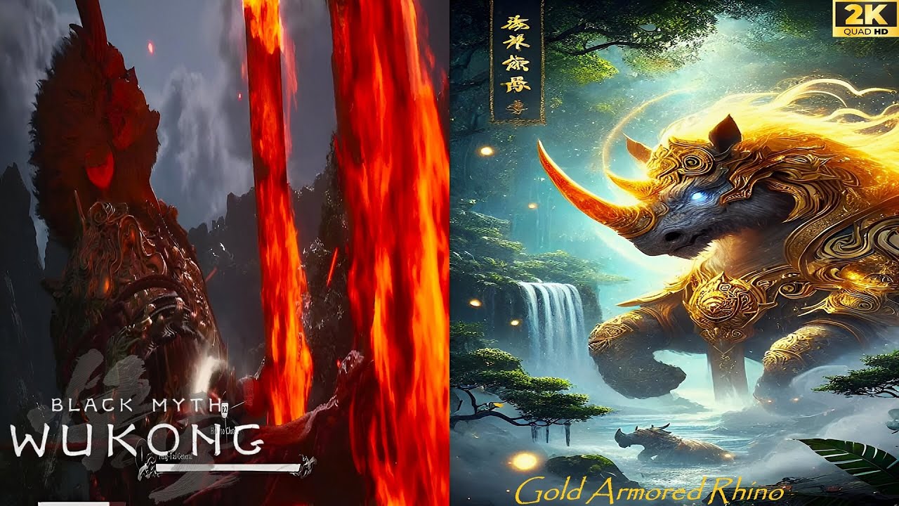 Black Myth Wukong - Feng Tail and Gold Armored Rhino - Boss Fight and ...