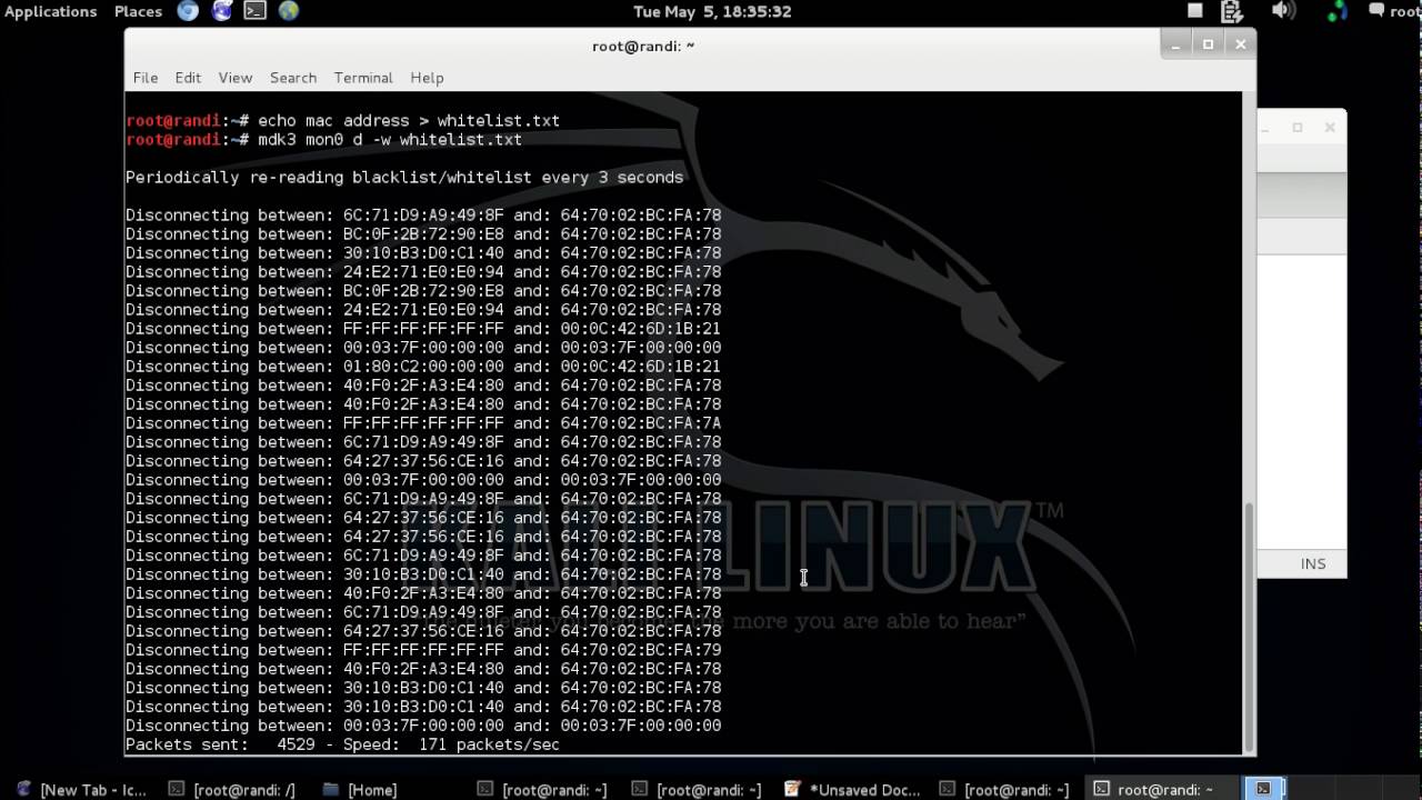 mdk3 kali linux - YouTube