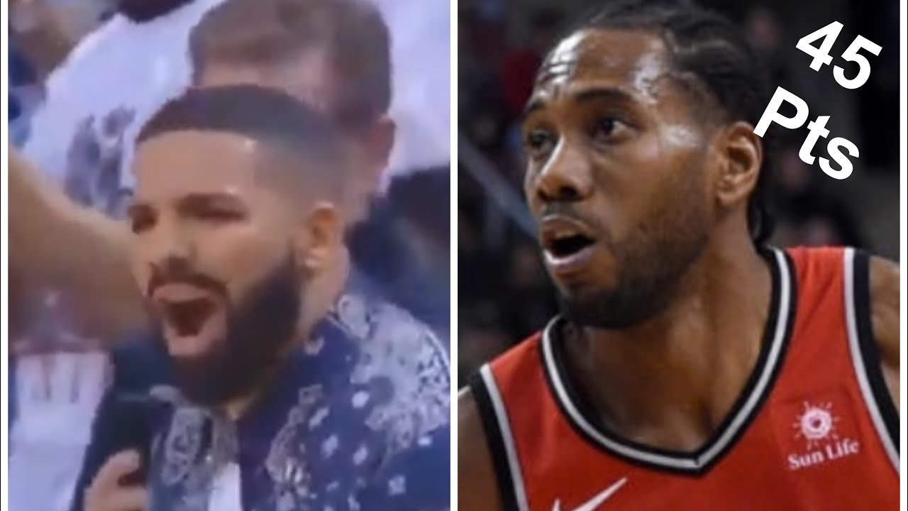 Drake watches Kawhi Drop 45 court-side! Kawhi Leonard highlights game 1 ...
