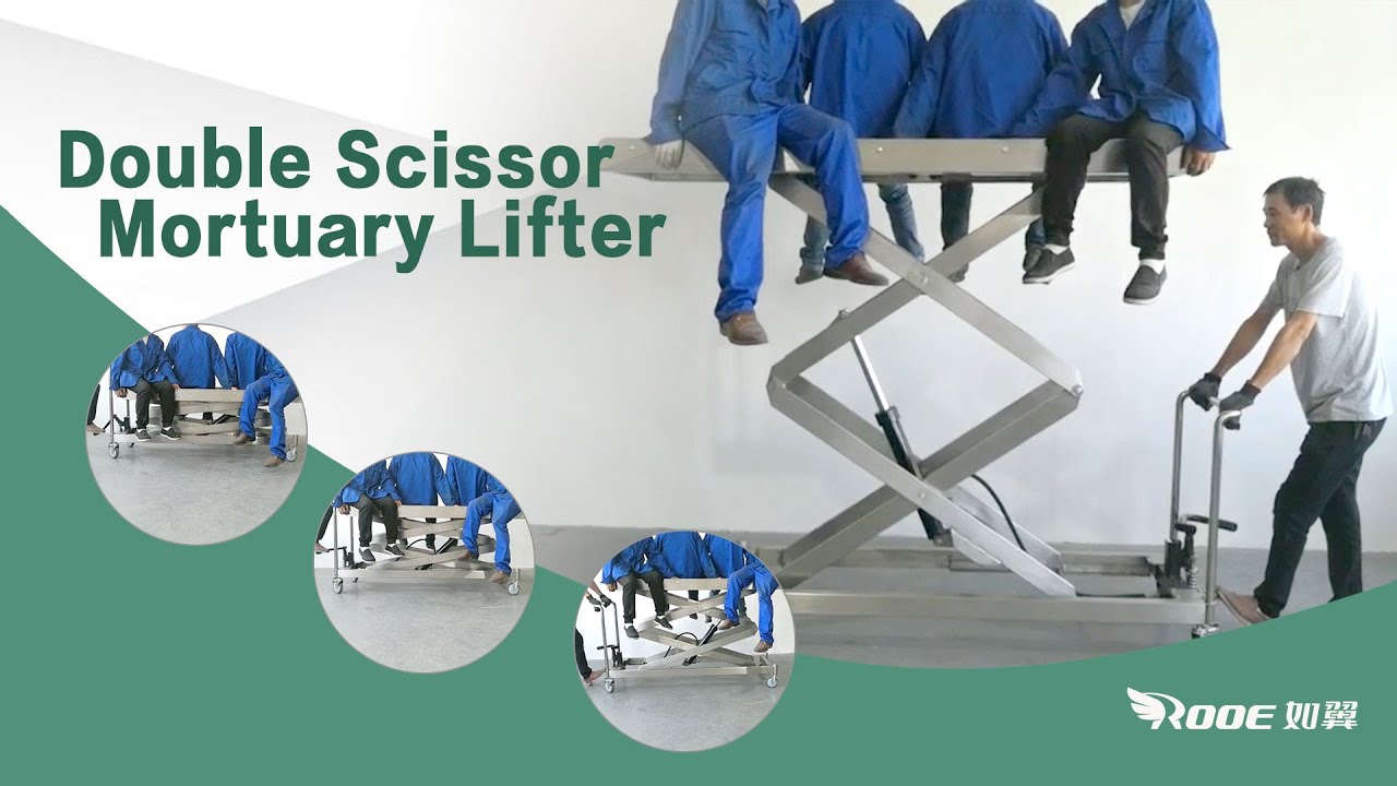 Manual Hydraulic Mortuary Stainless Steel Double Scissors Lift Cadaver ...