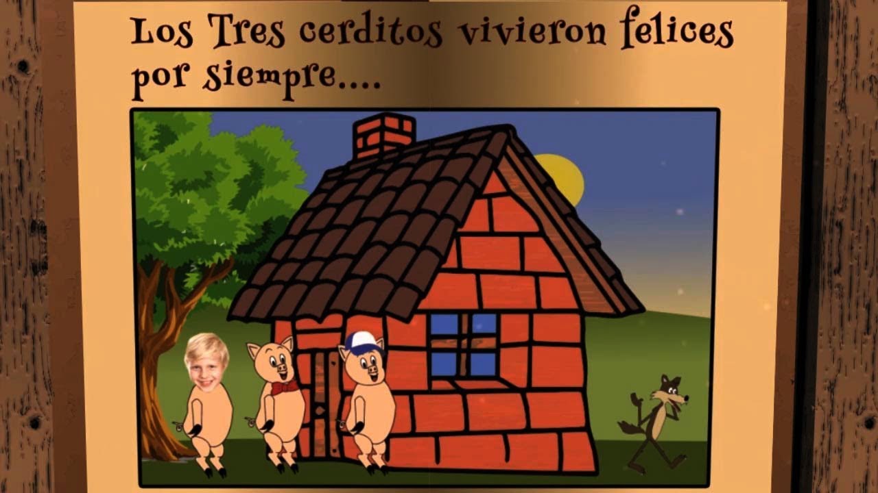Los Tres Cerditos y El Lobo Feroz. Cuento de Fabula Infantil con ...