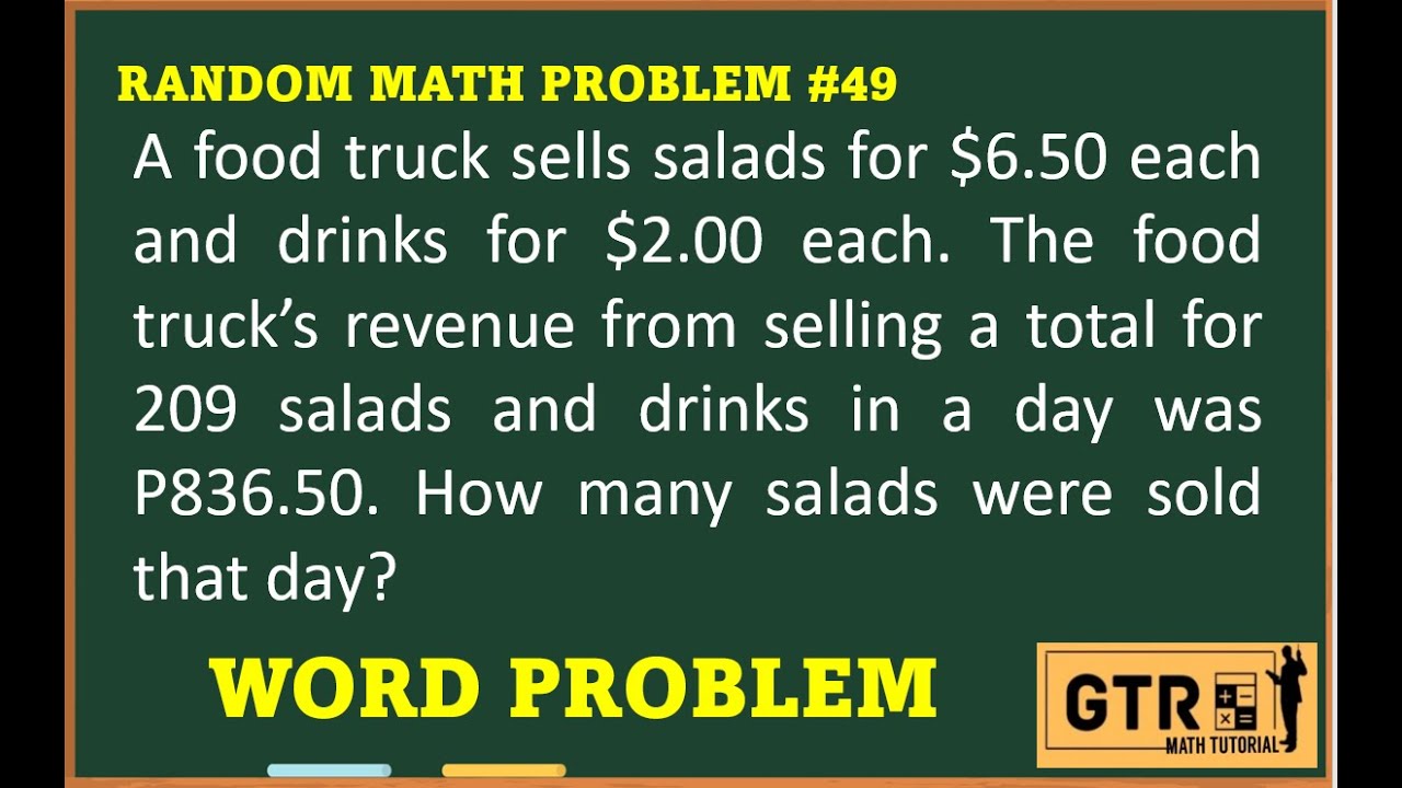 RANDOM MATH PROBLEM #49 - WORD PROBLEM - YouTube