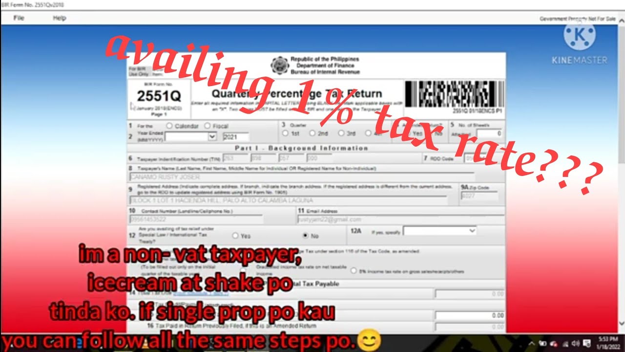 How to file 2551Q 4rth Quarter-2021 with payment(gcash) avail 1% pt ...