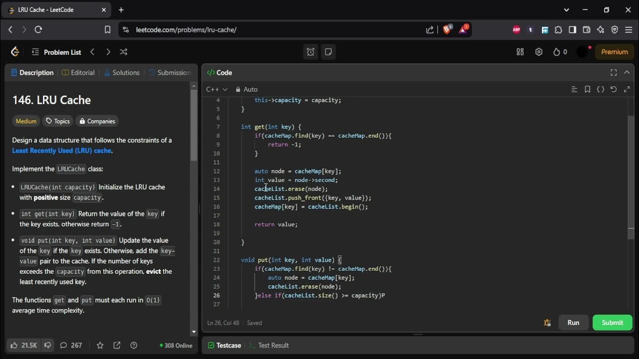برمجهleetcode-146 - YouTube