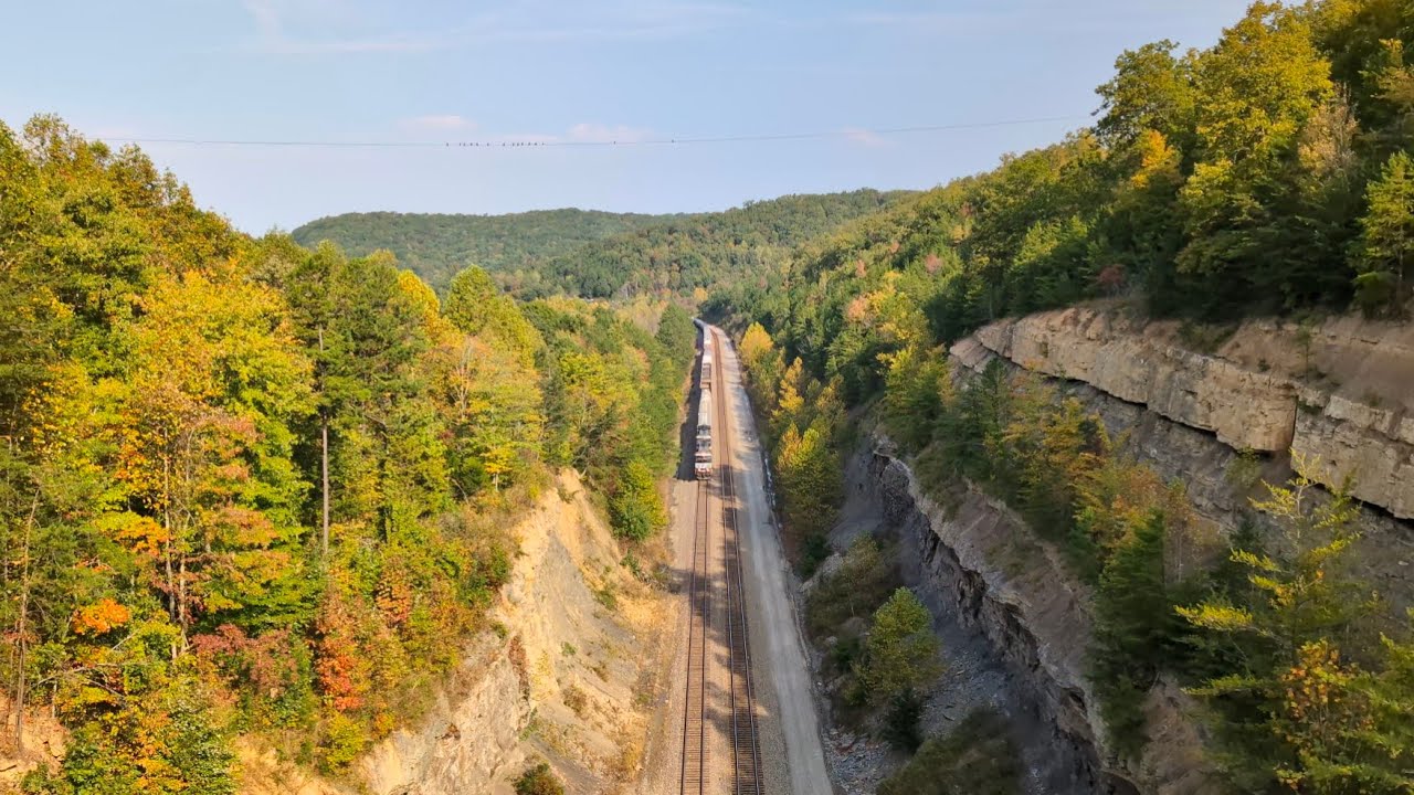 Norfolk Southern Train Climbing a Steep Grade in Scenic Pulaski County ...