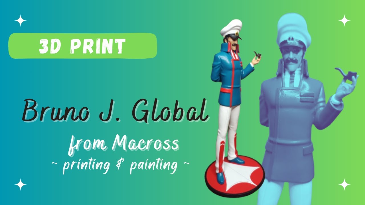 3D printing & painting Captain Bruno J. Global from "Macross" - YouTube