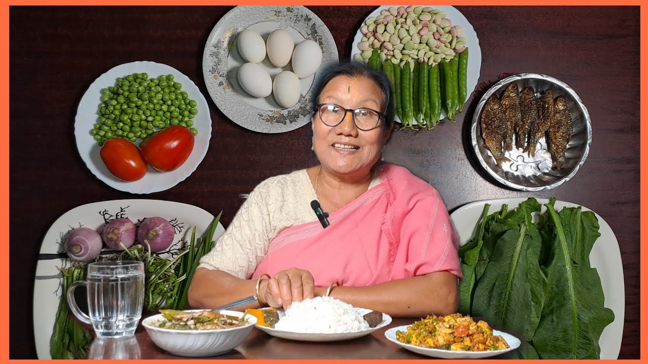 SPINACH, double beans, pea (KANGSOI). EGG (kangou) || Manipuri home ...
