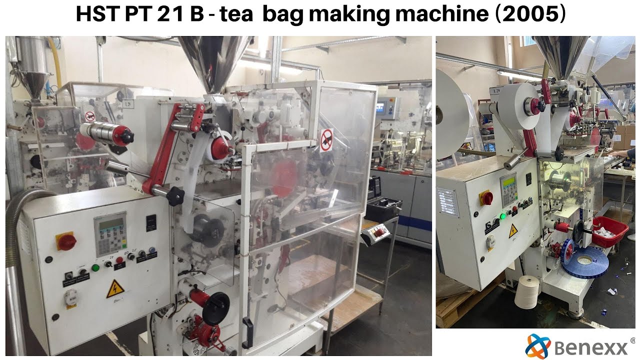 HST PT 21 B double chamber tea bag machine with string and tag - YouTube