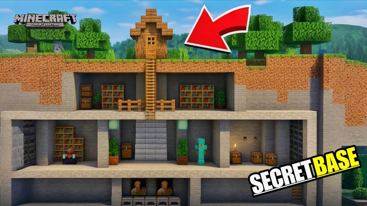 MINECRAFT BUT SECRET BASE IN MINECRAFT PE - YouTube
