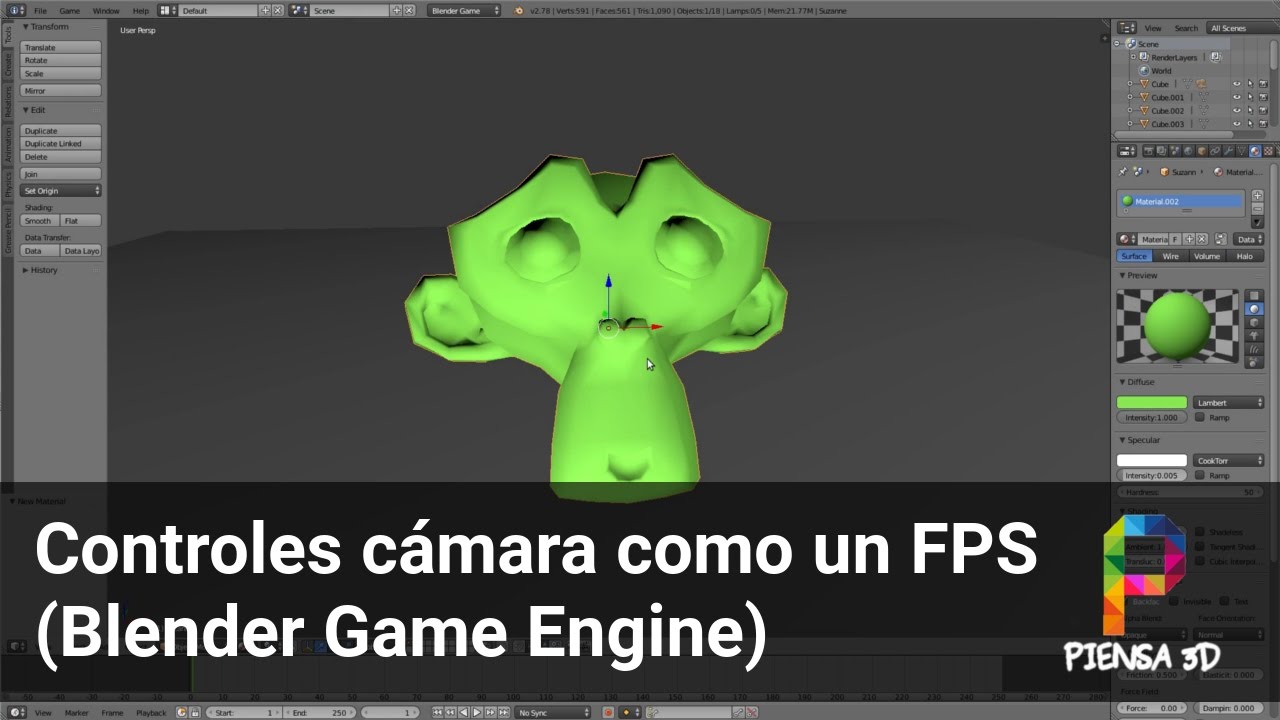Controles de cámara como un FPS | Blender Game Engine - YouTube