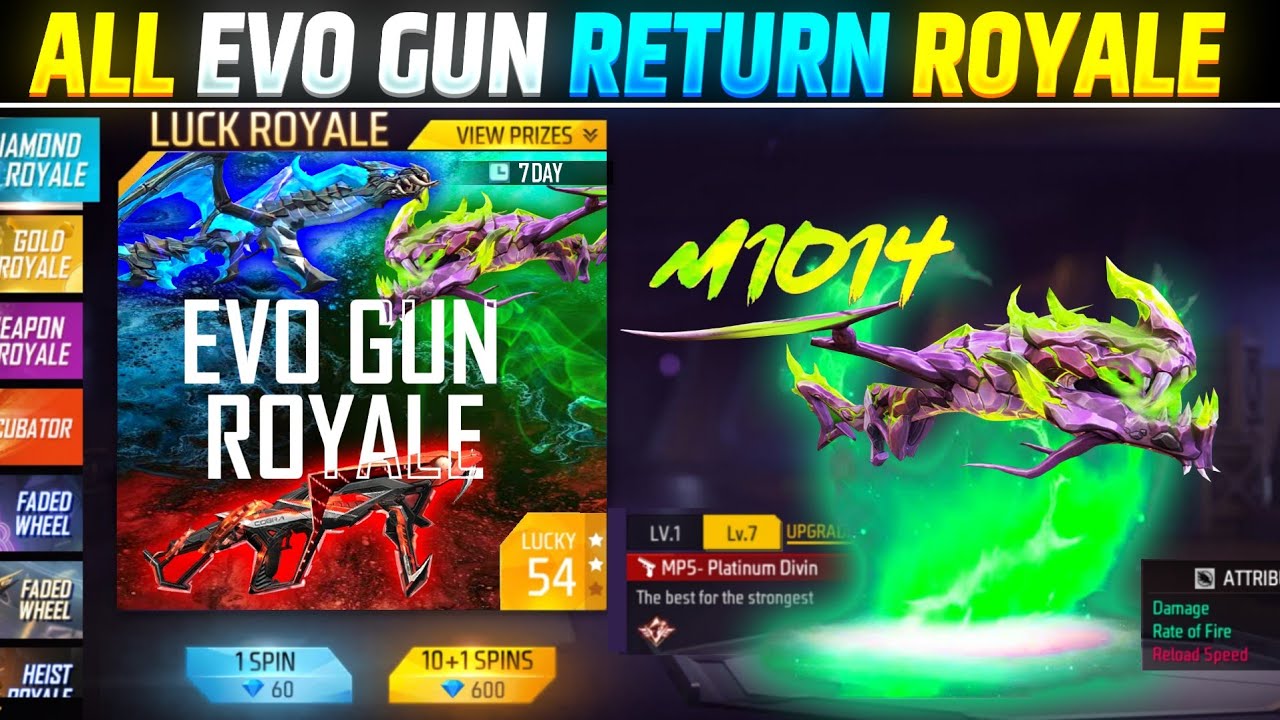 ALL EVO GUN ROYAL - FULL DETAILS | EVO GUN RETURN FREEFIRE |🔥5th ...