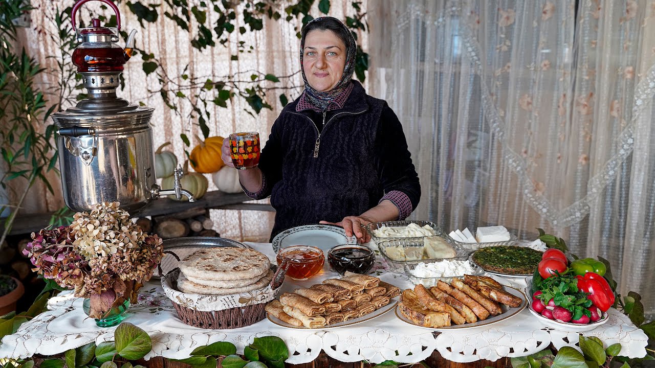 Traditional Azerbaijan Breakfast - Fresh Bread and Cheese in the ...