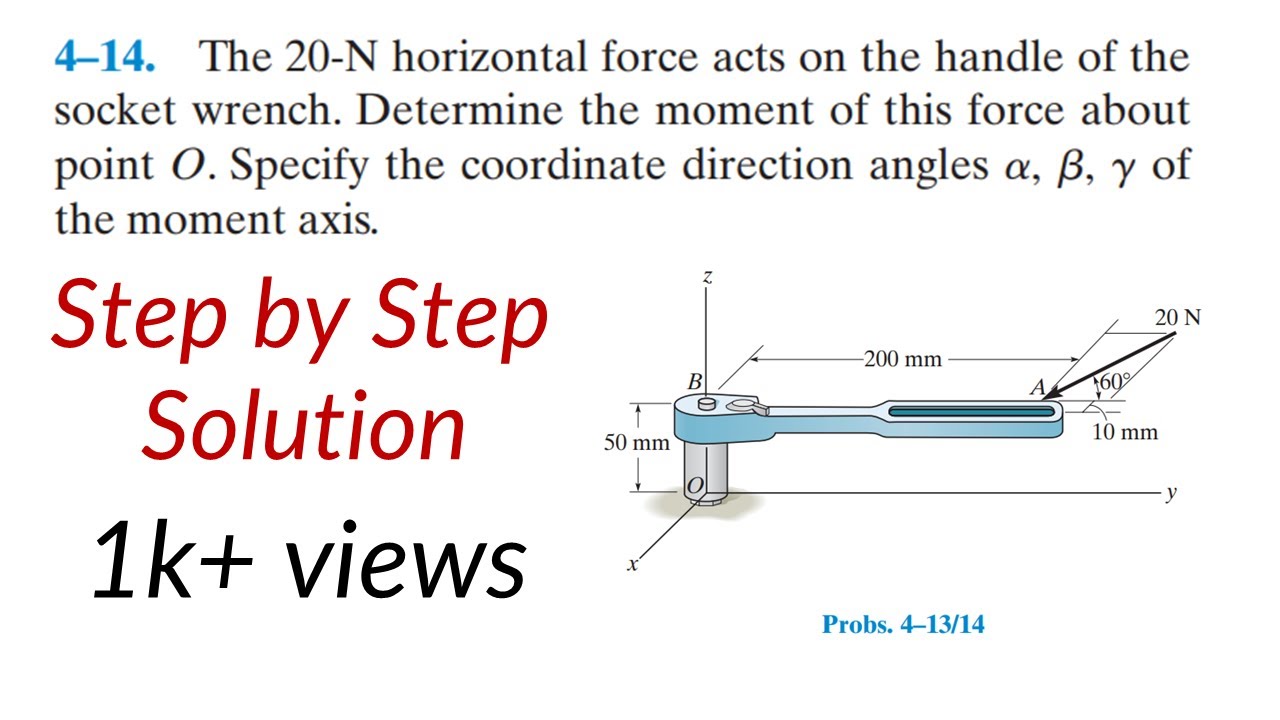 4–14. The 20-N horizontal force acts on the handle of thesocket wrench ...