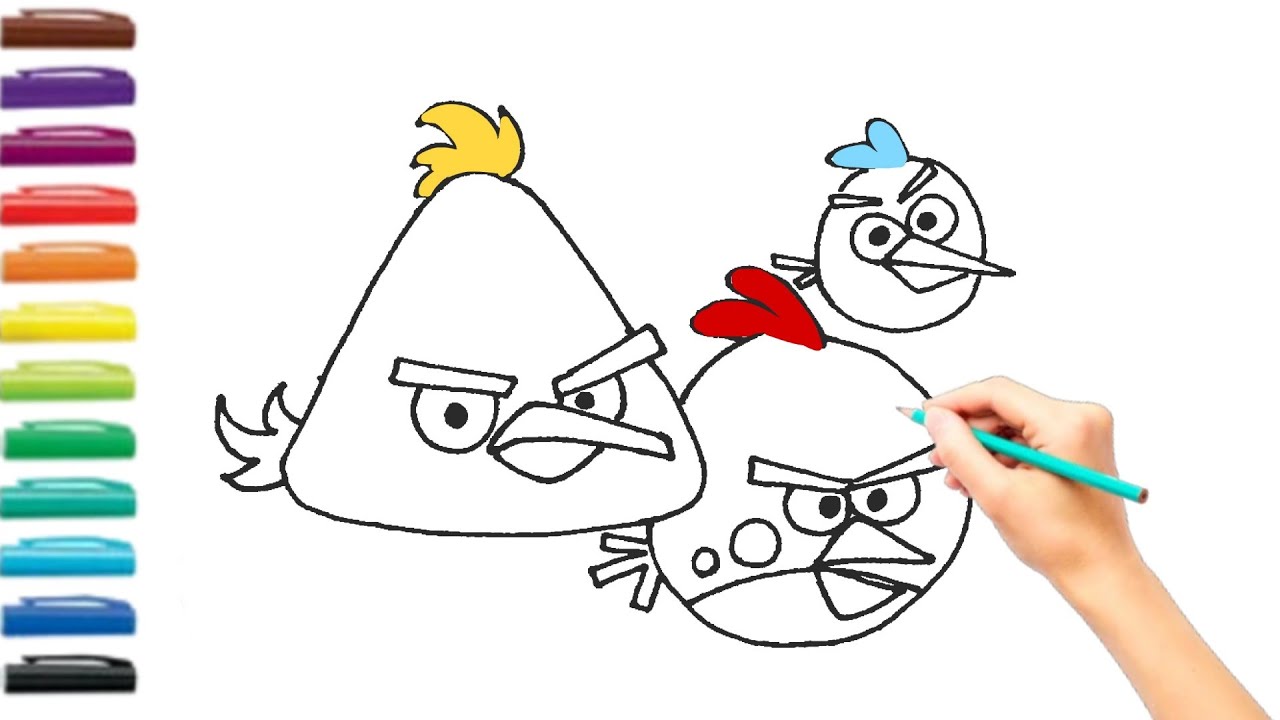 How to Draw Angry Birds/Angry Birds Drawing for Kids/Easy Angry Birds ...