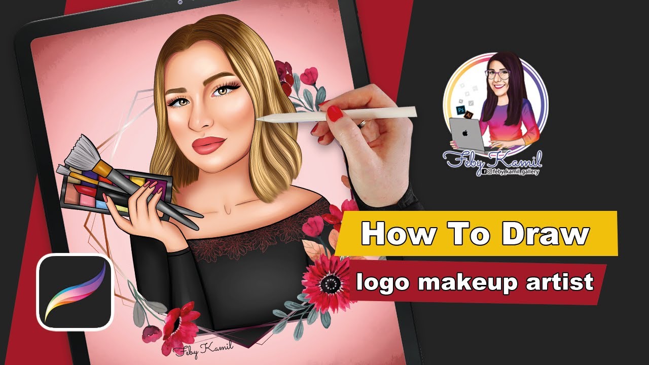 How to draw logo makeup artist cartoon in procreate - YouTube
