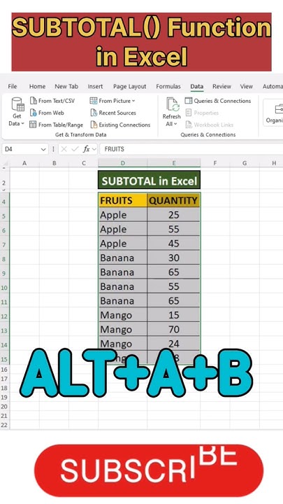 SUBTOTAL in Excel#Excel#Excel SUBTOTAL#exceltutorial#shorts#viral#exceltips#exceltricks# ...