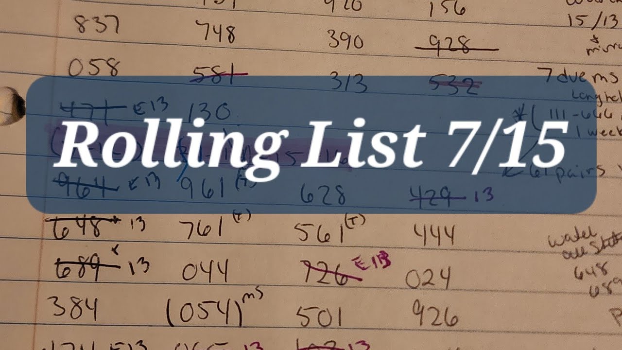 Rolling List 7/15 - YouTube