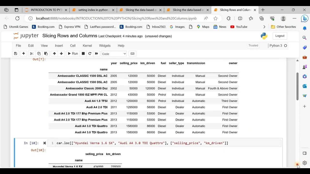 Slicing the data in Python based both rows and columns - YouTube