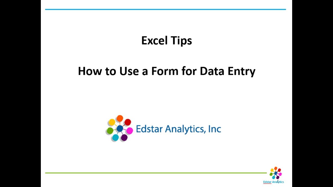 Excel Tips: How to Use a Form for Data Entry - YouTube