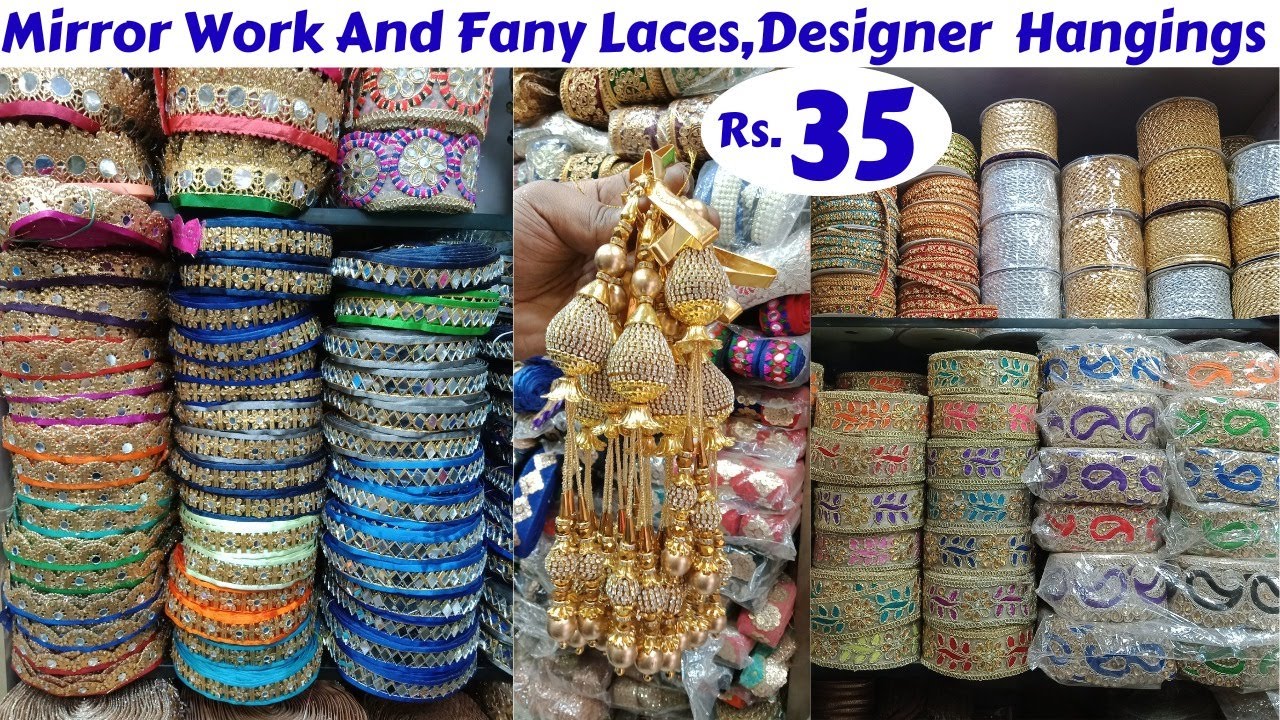 Saree Lace & Hangings Mirror Work Cut Work Fancy Lace, Hipp Bets ...