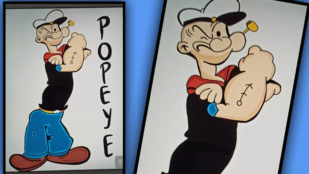 How To Draw Popeye | Cartoon Drawing | Digital Drawing - YouTube