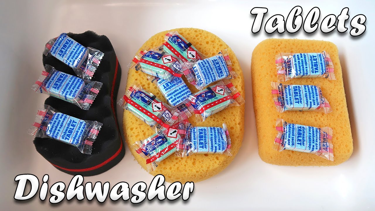 ASMR Dishwasher Tablets Sponge Squeezing Oddly Satisfying ASMR - YouTube