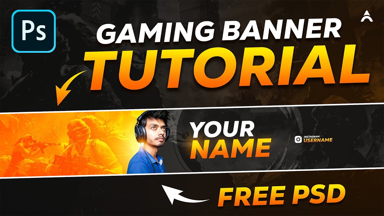 How to Make Gaming YouTube Banner in Photoshop - FREE PSD - YouTube