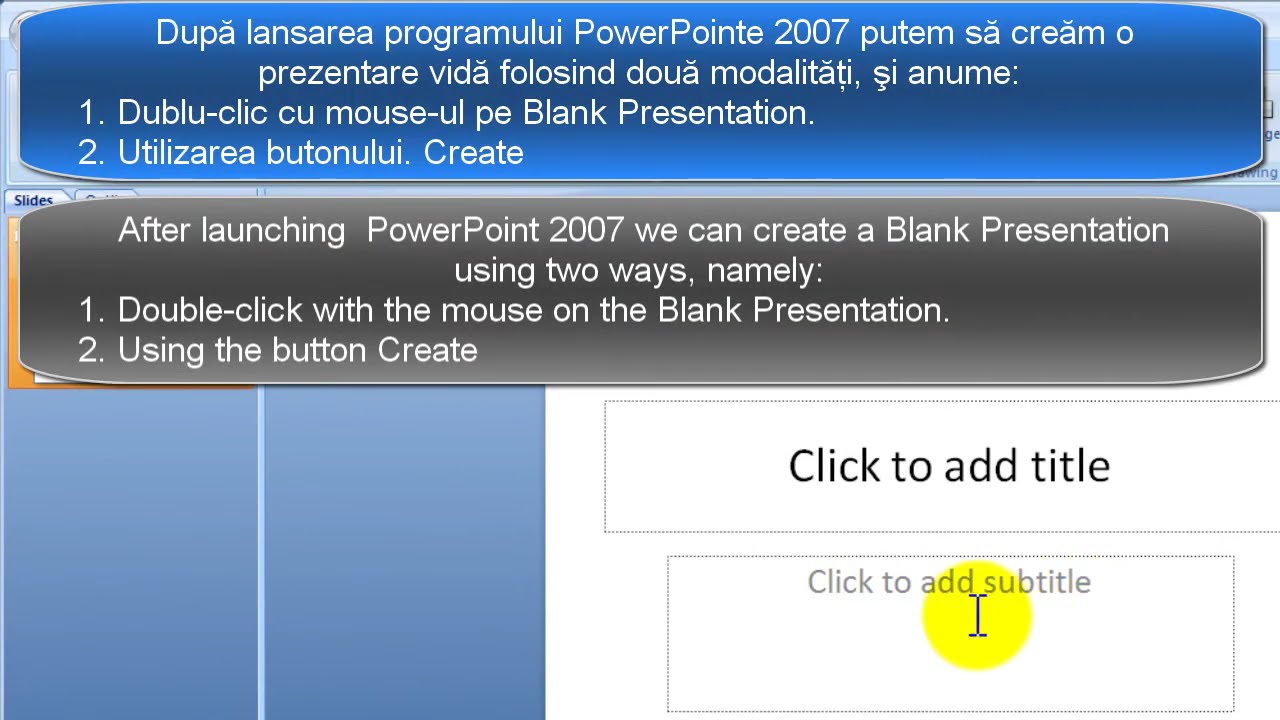 Tutorial, curs PowerPoint 2007 - Creare prezentare vida (Create Blank ...