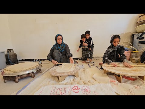 Ali's pleasant family day with nomadic people baking bread