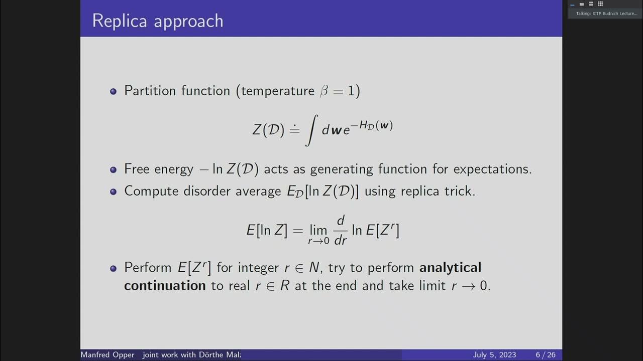 Replica method with approximate inference - YouTube