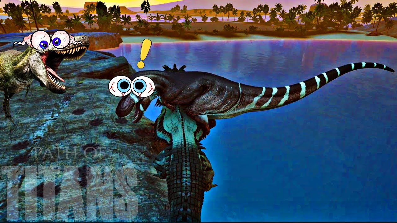 Path of Titans: How I knock Other Dinosaurs Into The Water - YouTube