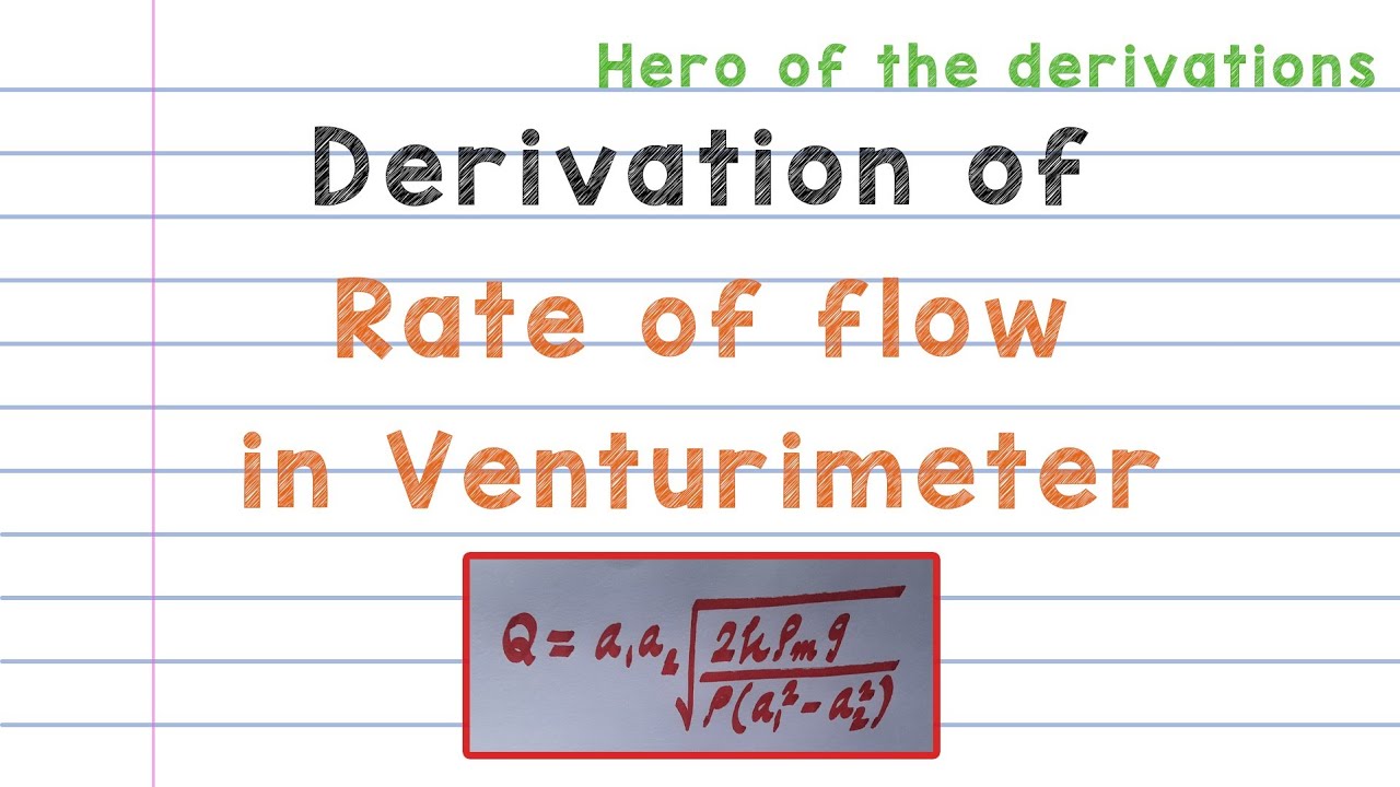 Derivation of expression for rate of flow in a Venturimeter • HERO OF ...