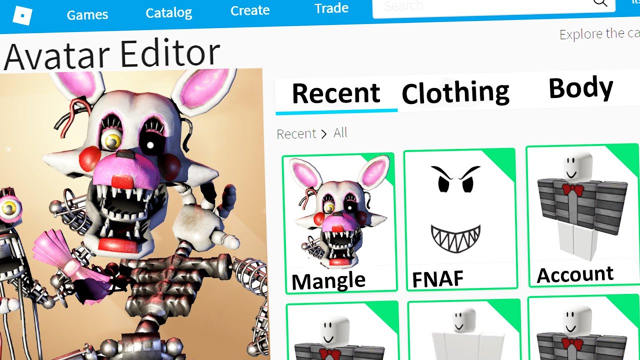 MAKING FNAF MANGLE a ROBLOX ACCOUNT (Five Nights At Freddy's) - YouTube