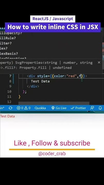 How to write inline CSS in JSX in reactjs #shorts - YouTube