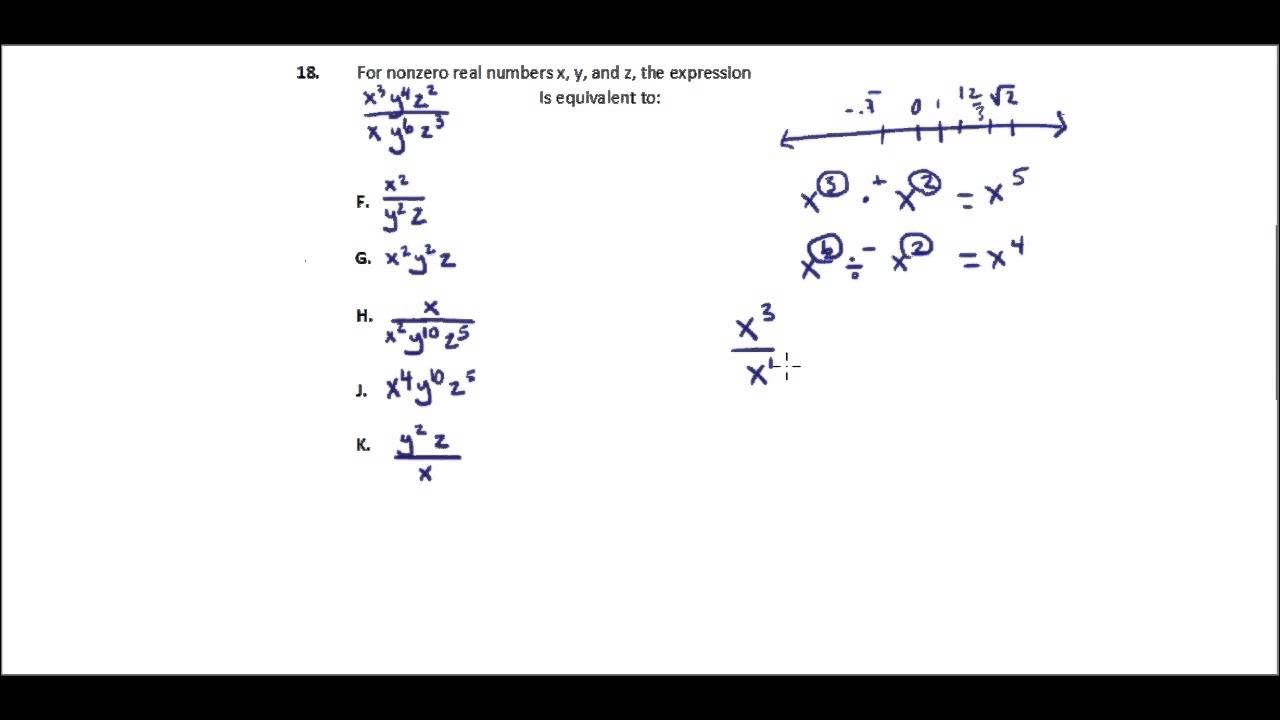 ACT Math Practice, Question 18: Exponents in Fractions - YouTube