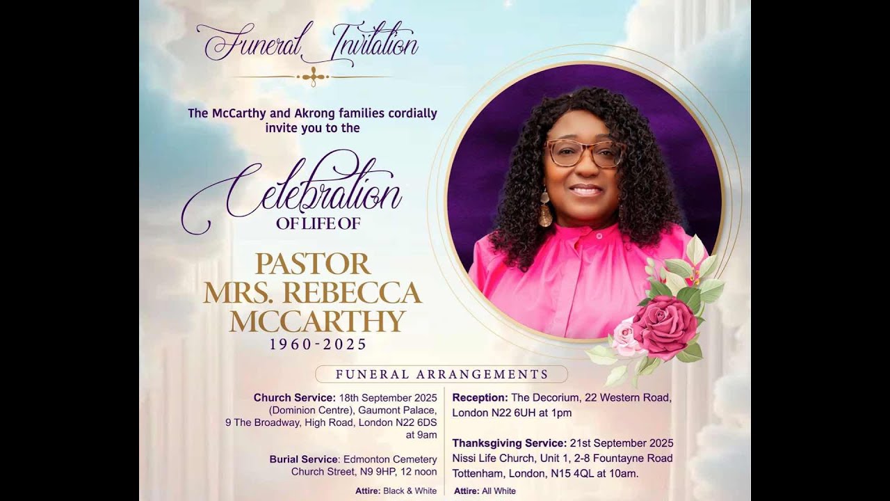 Pastor Rebecca Mccarthy Funeral Service - YouTube