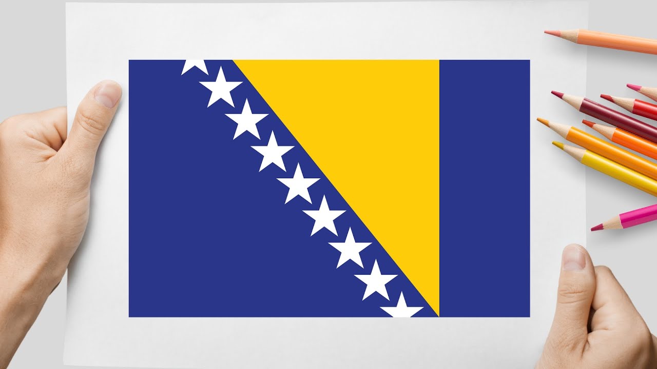 How to Draw and Color the Bosnia and Herzegovina Flag - Easy Step-by ...