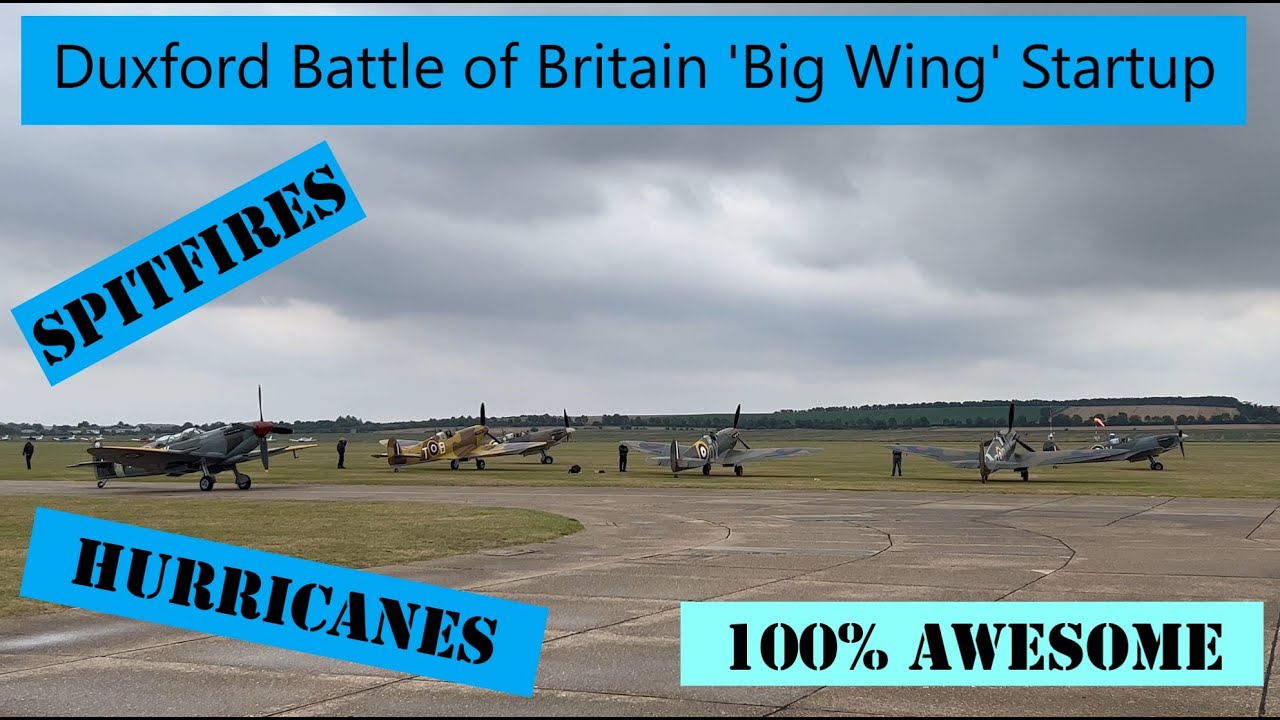 Awesome Duxford Battle of Britain 'Big wing' start up and taxy (4k ...